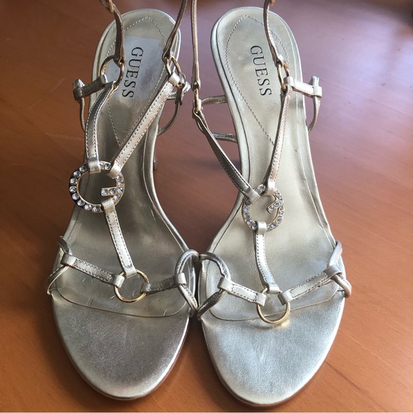 Guess | Shoes | Nwot Gold Guess Slingback Heels | Poshmark